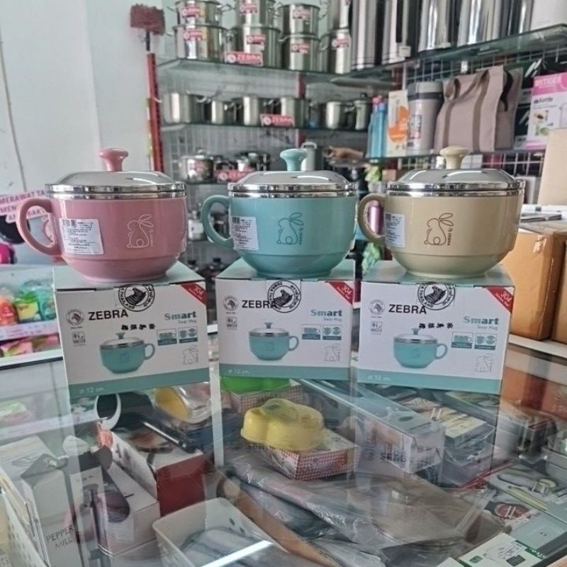 Jual 123002 Soup Mug 12cm Smart w/Lid Color, Soup Bowl Zebra SUS 304 ...