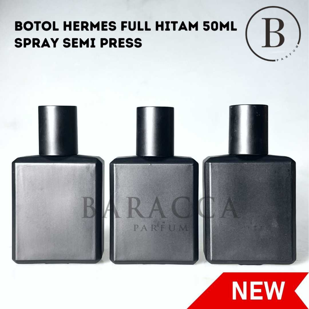 Jual Botol Parfum Hermes Full Hitam 50ML Semi Press - Botol Hermes Semi ...
