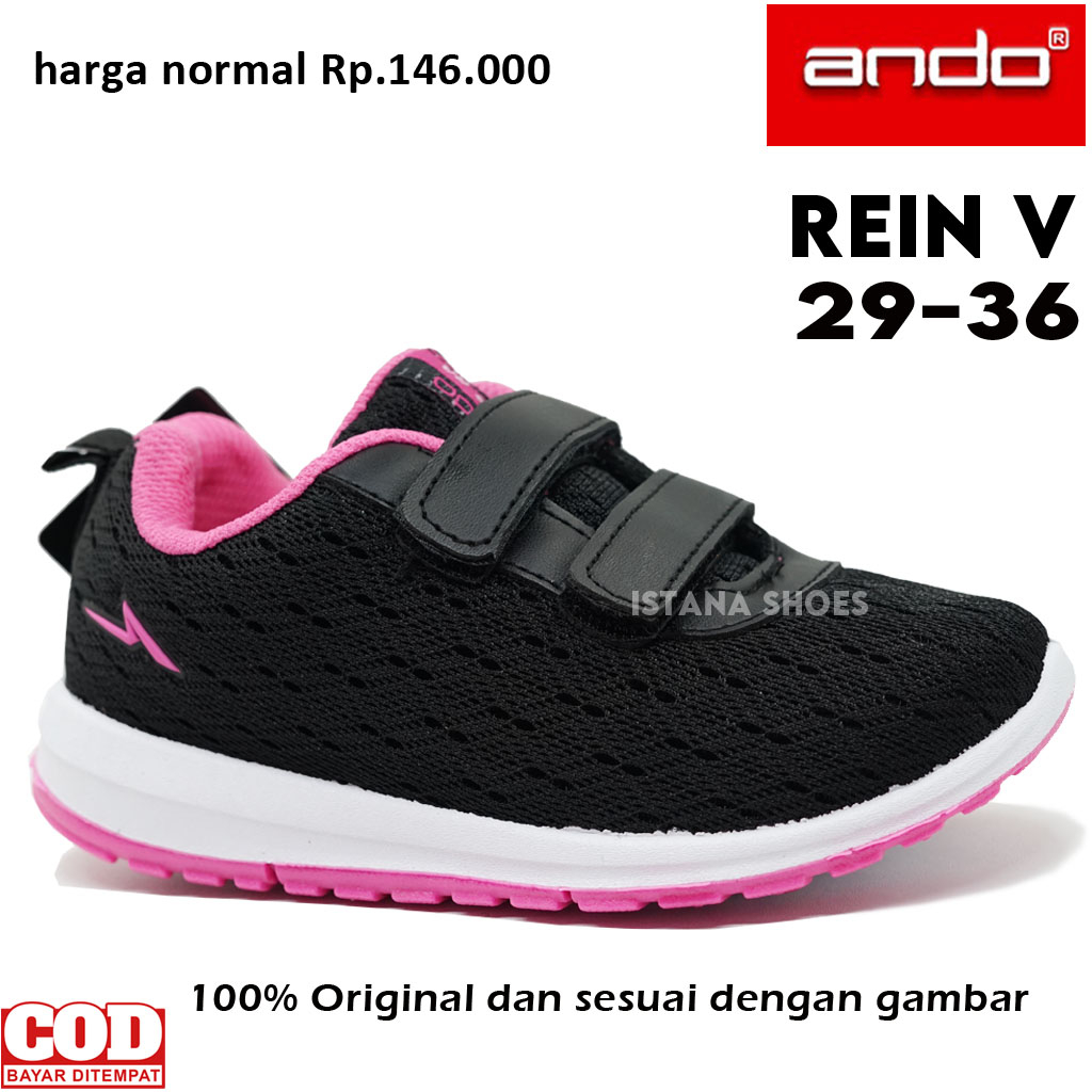 Jual SEPATU SEKOLAH ANAK PEREMPUAN ANDO ZORA HITAM PINK PAUD TK SD KETS ...