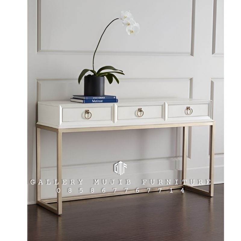 Jual CONSOLE TABLE MODERN MEJA KONSOL MINIMALIS DUCO KAKI BESI GOLD ...