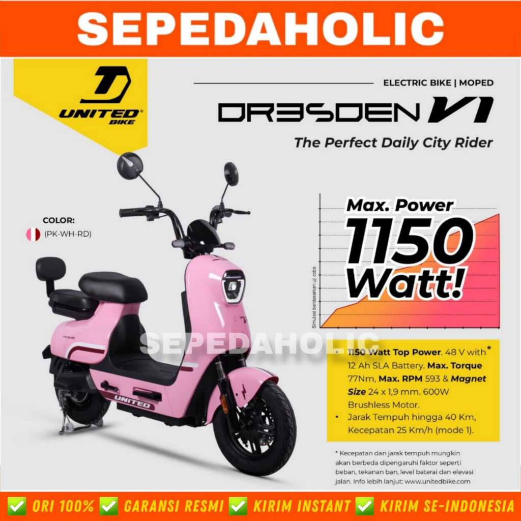 Jual Sepeda Listrik UNITED DRESDEN V1 Electric E Bike Terbaru | Shopee ...