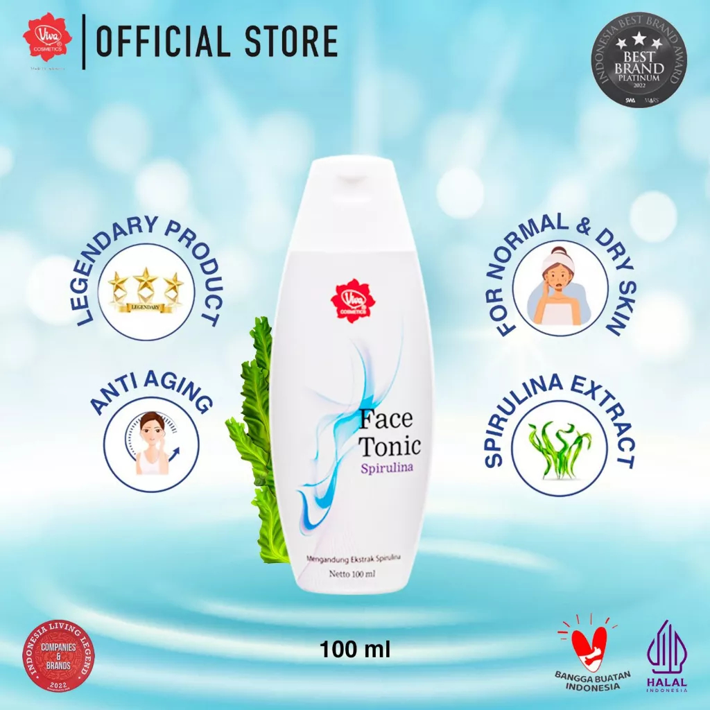 Jual 𝗩𝗜𝗩𝗔 Face Tonic 𝗦𝗣𝗜𝗥𝗨𝗟𝗜𝗡𝗔 100 ml 𝗠𝗖𝗡 DNK | Shopee Indonesia