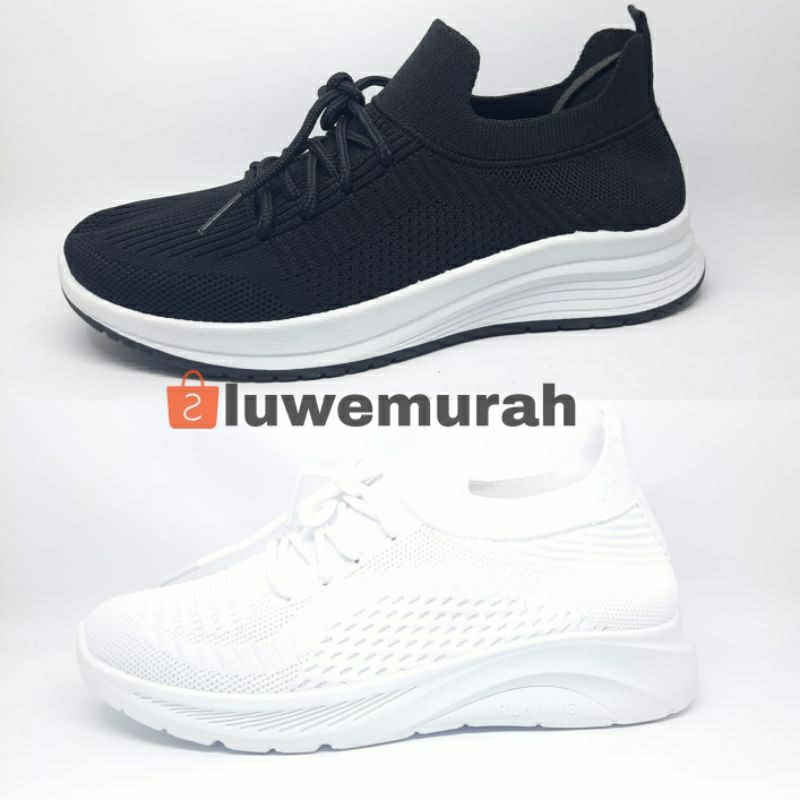 Jual Sepatu kets import wanita | Slip on cewek rajut variasi tali (COD ...