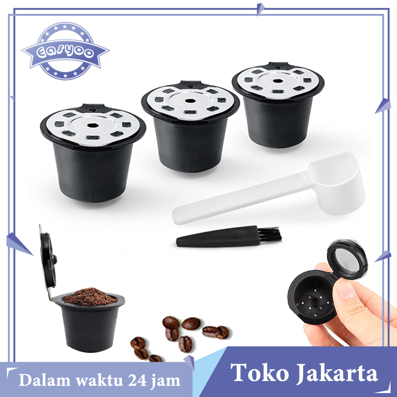 Jual 1 Set Refillable Coffee Capsule Stainless Steel Reusable Refill ...