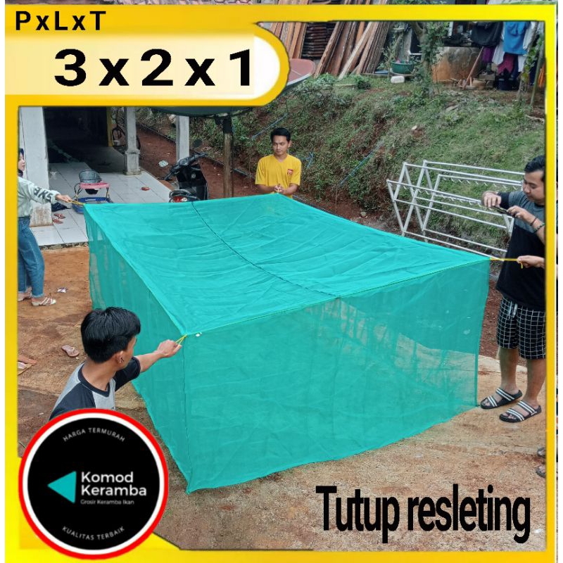 Jual keramba ikan 3x2x1 plus tutup resleting karamba apung kerambah ...