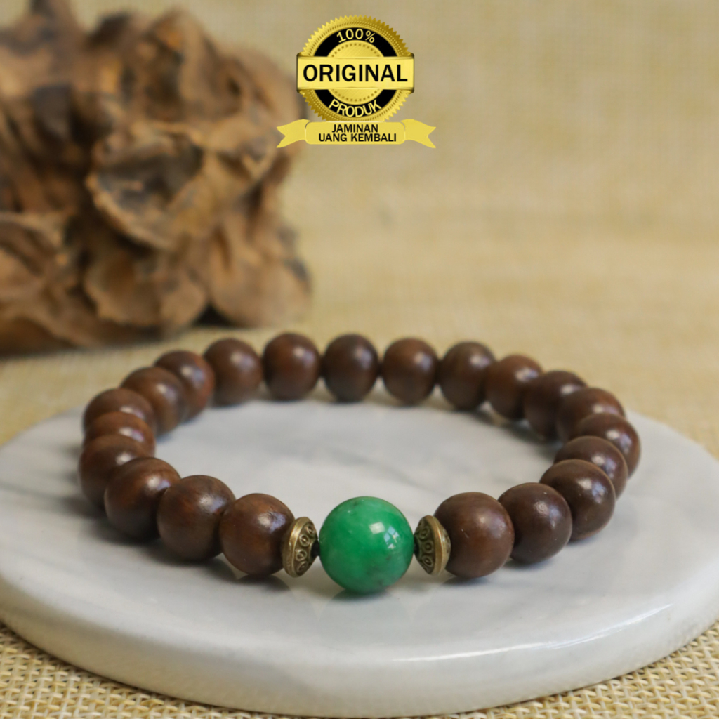Jual Gelang Kayu Gaharu Hitam Wangi Kalimantan sekat Giok Hijau ASLI ...