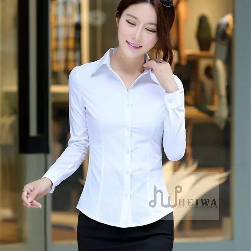 Jual Kemeja Putih Polos Wanita Lengan Panjang Size Lengkap Dari Standar Sampai Jumbo | Kemeja ...