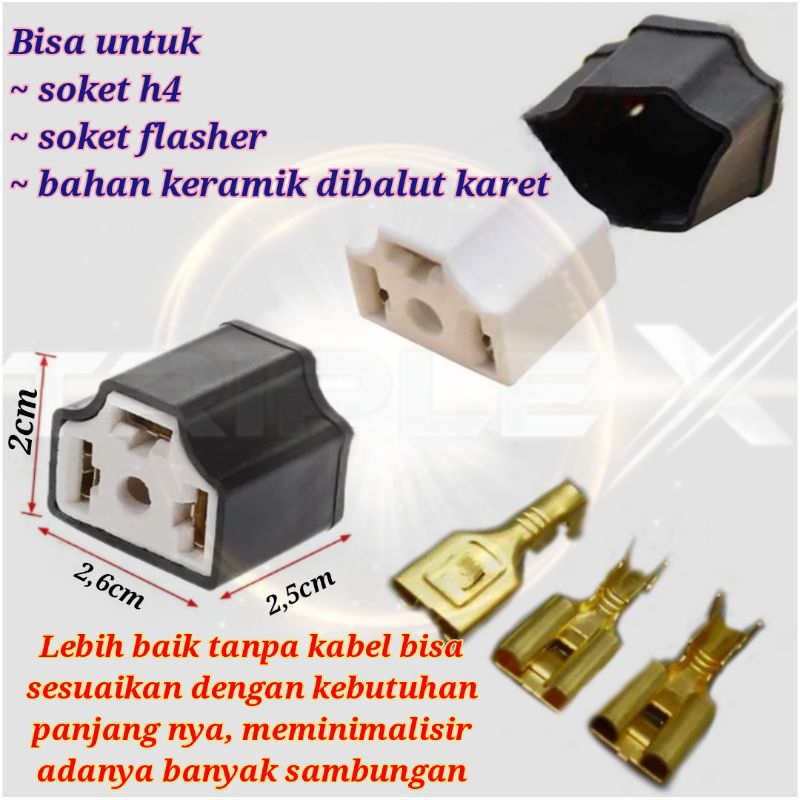 Jual soket h4 keramik socket lampu depan utama ceramic skun sekun seal ...