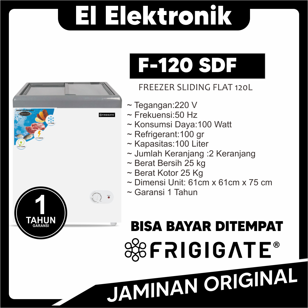 Jual CHEST FREEZER Frigigate CF-120SDF 100Liter Sliding Door Frozen ...