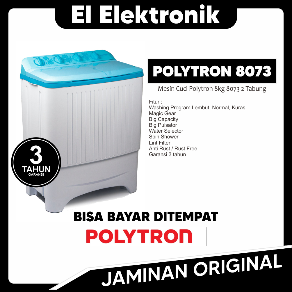 Jual Mesin Cuci Polytron 8kg 8073 2 Tabung Pink | Shopee Indonesia