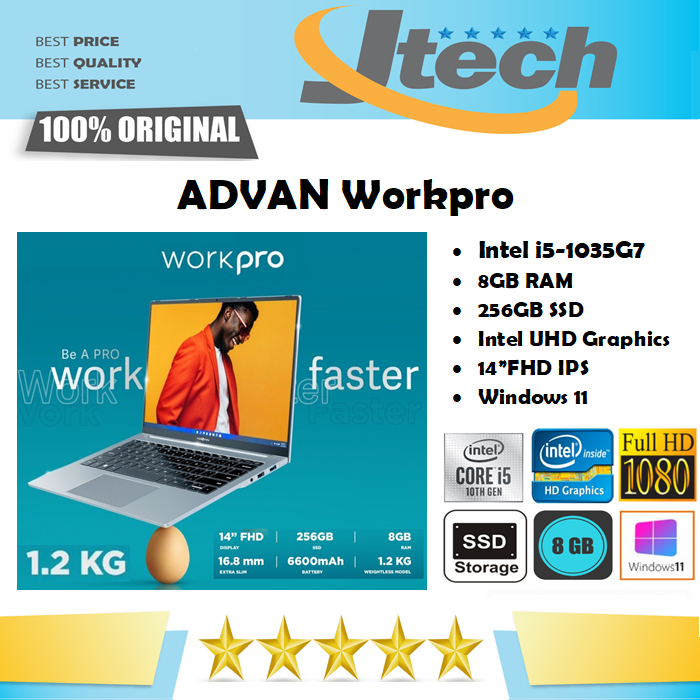 Jual Laptop ADVAN Workpro - i5-1035G7 - 8GB - 256GB SSD - 14"FHD IPS ...