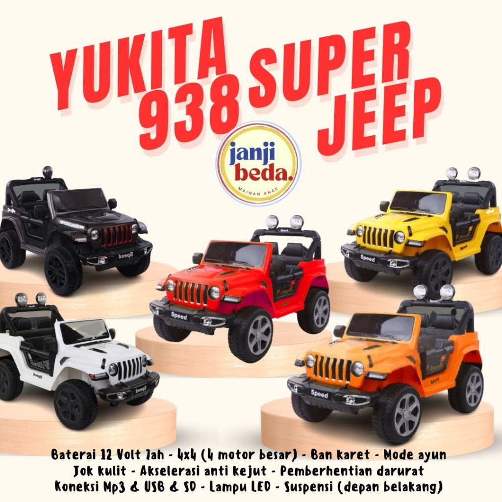 Jual Mainan Mobil Aki SUPER Jeep YUKITA 938 12v Non Paint - Model ...