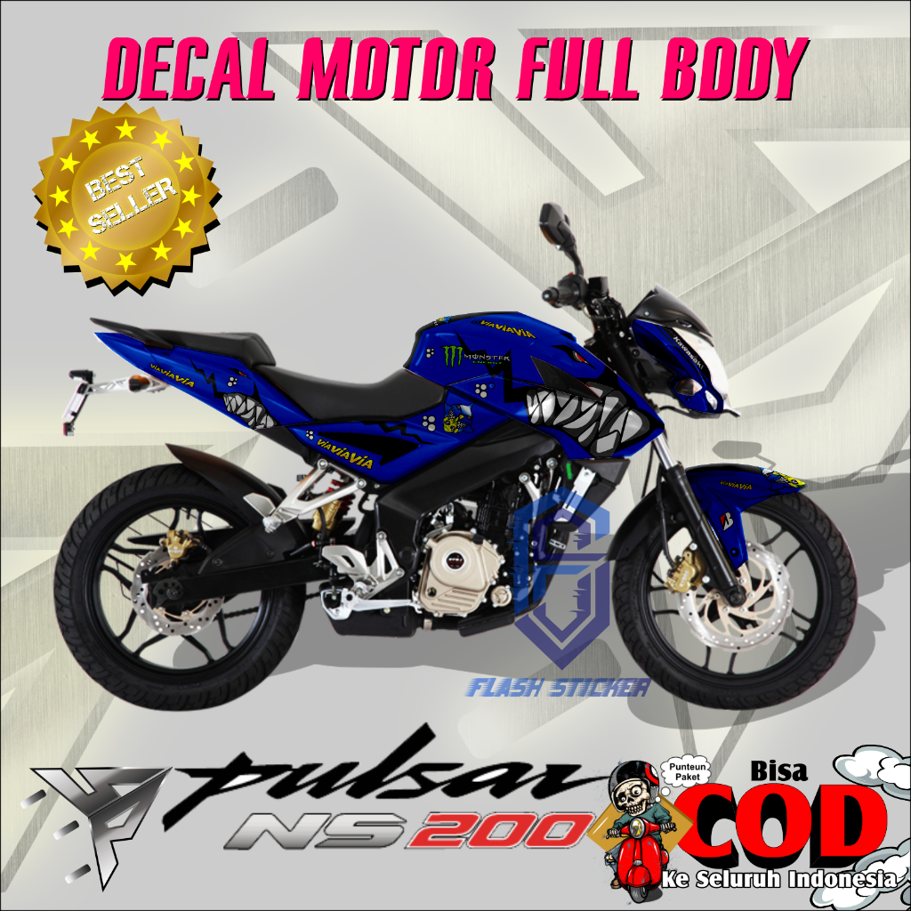 Jual DECAL STICKER STRIPING FULLBODY KAWASAKI PULSAR NS200 SHARK ...