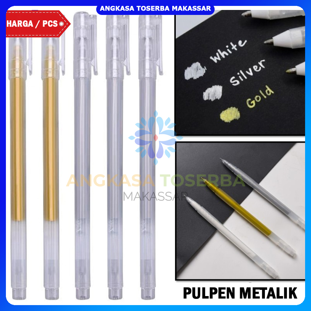 Jual Pulpen METALIK GOLD SILVER EMAS Gel Pen Pena Color Metallic Ink ...