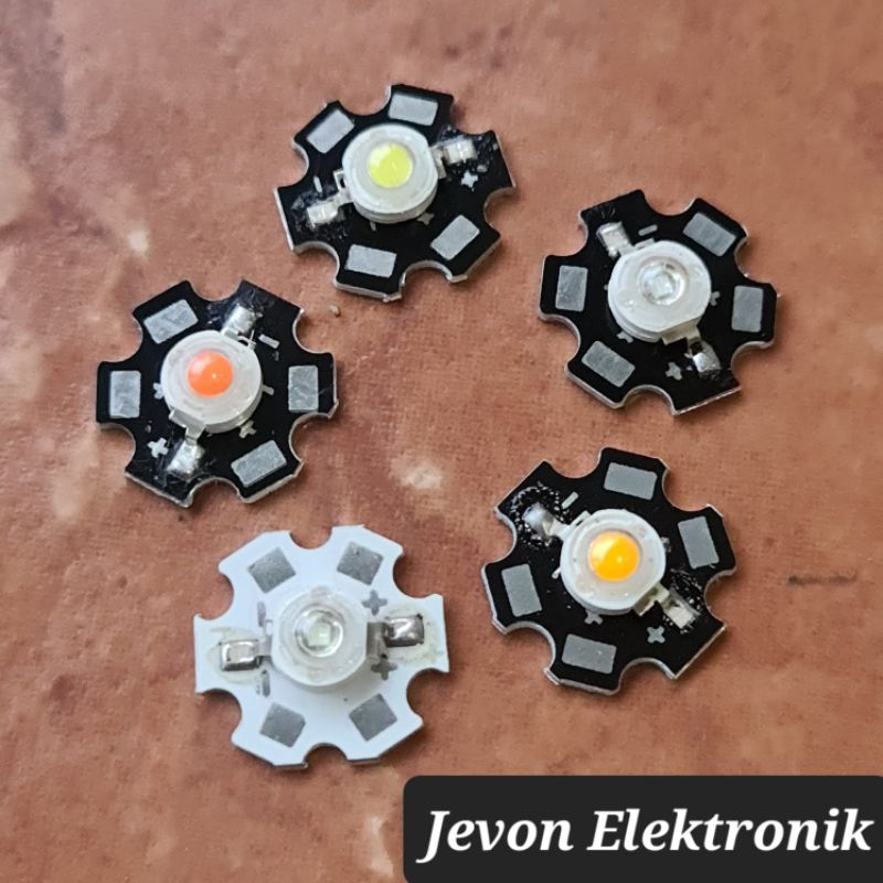 Jual Lampu Led HPL 1 3 W Watt + Pendingin Warna Putih Merah Kuning Hijau Biru 1W 3W | Shopee ...