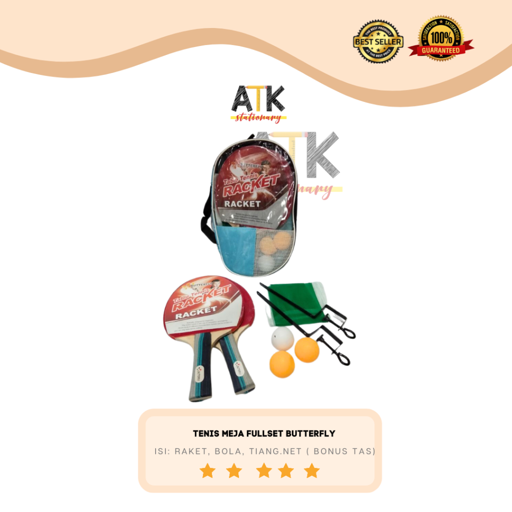 Jual Bat / Bet Tenis Meja Butterfly Ping Pong Set Isi 2 Lengkap Net Tiang murah atk | Shopee ...