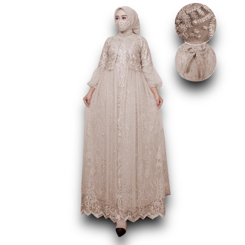 Jual GAMIS BUSUI VANESA/ FULL BRUKAT DEPAN BELAKANG/ GAMIS MODEL ROMPI ...