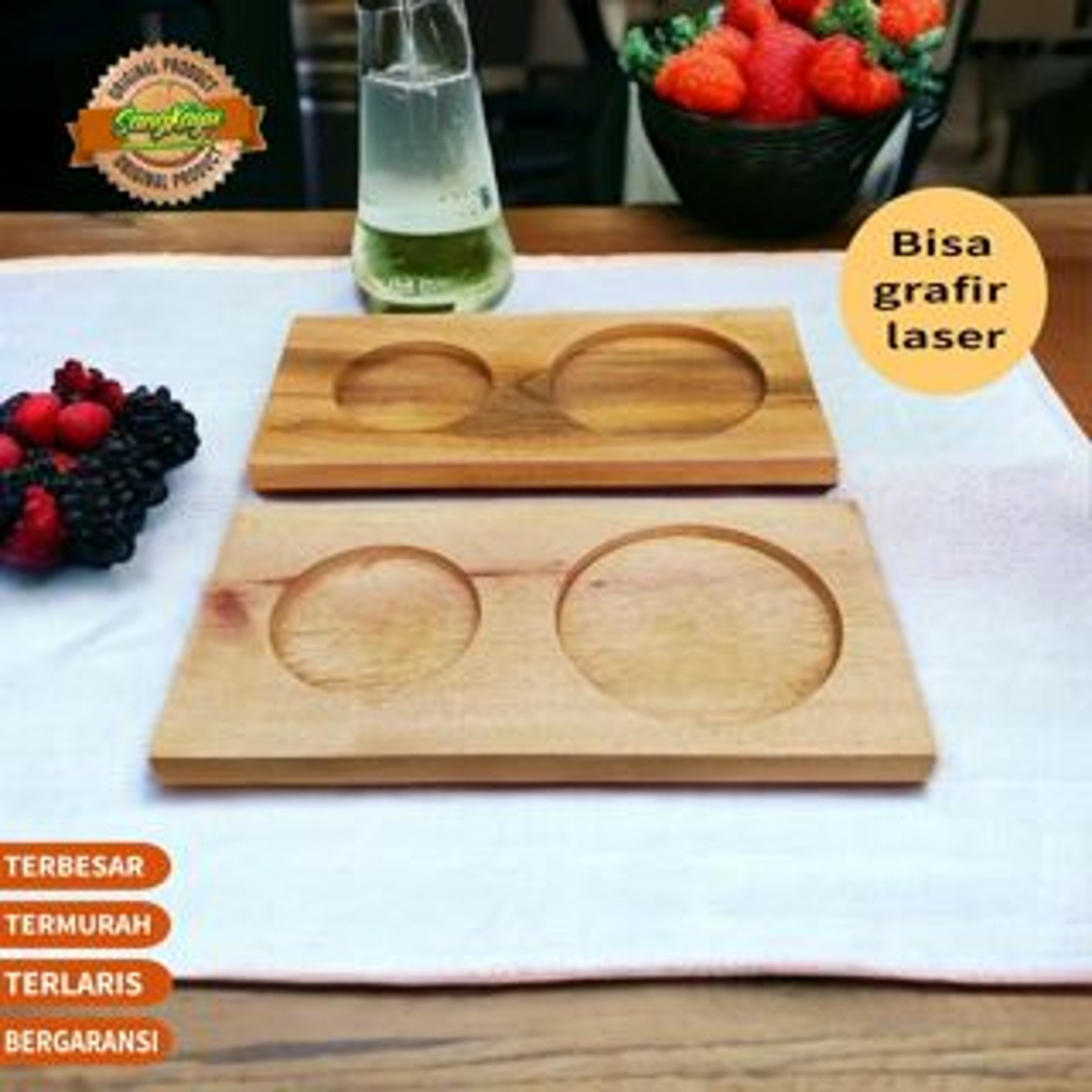 Jual "Cup Wooden Tray Coaster - Baki Elegan untuk Menyajikan Kopi dan ...