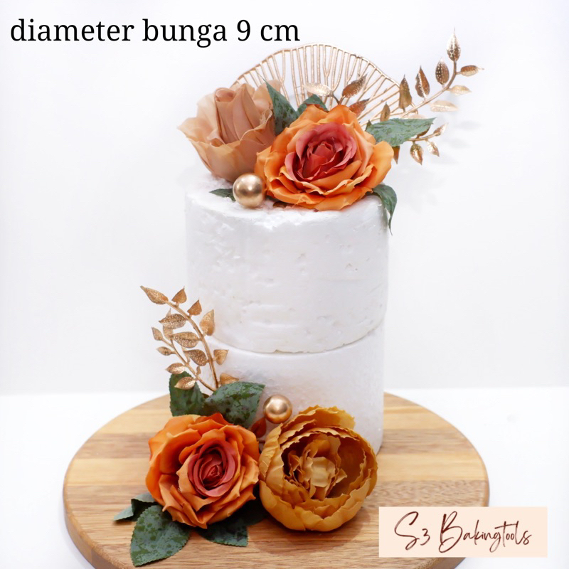 Jual Cake topper hiasan kue bunga kain artificial flower fall in love set | Shopee Indonesia