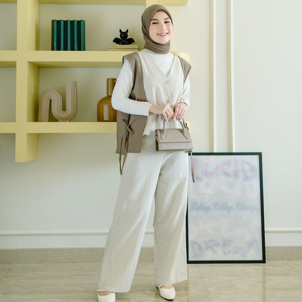 Jual Lozy Hijab - Nomi Set (Setelan Linen Atasan dan Bawahan) | Shopee Indonesia