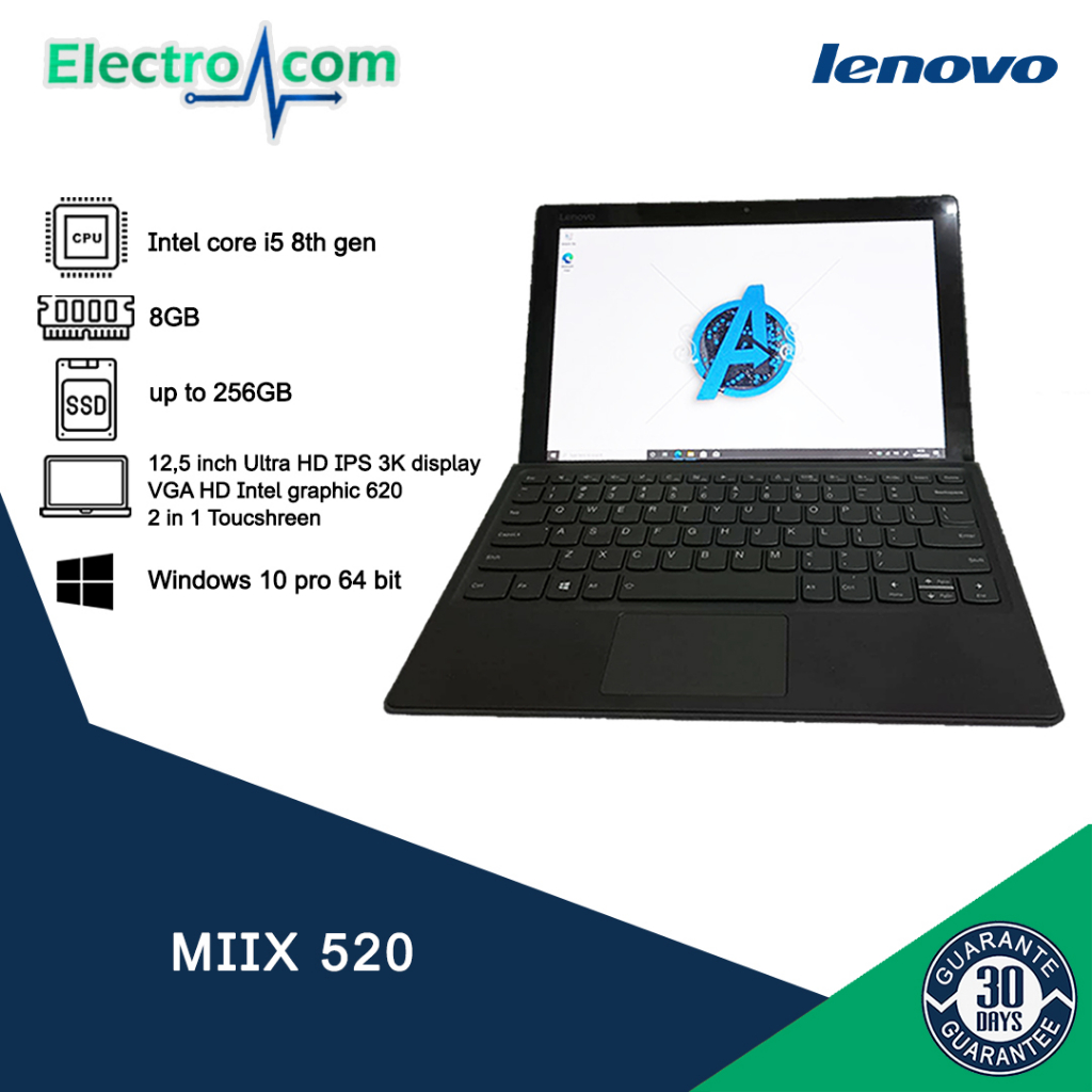 Jual Lenovo MIIX 520 i5 Gen8 2in1 Touchsreen RAM 8GB SSD 256GB | Shopee ...