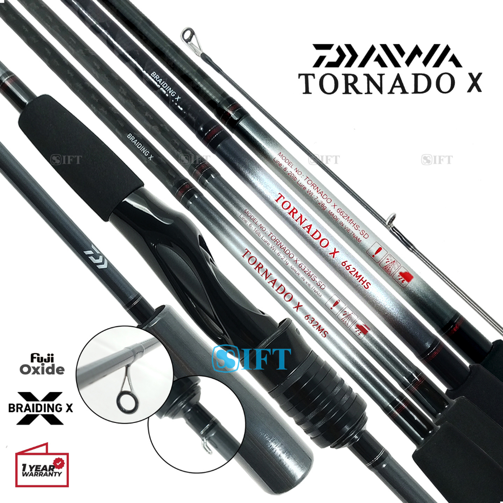 Jual Joran DAIWA TORNADO X [2023] Fuji Guides + Braiding X blank | Casting | Spinning | Kolam ...