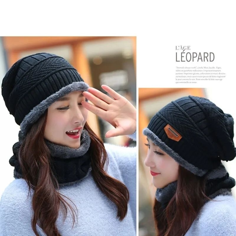 Jual GM - Set Topi Kupluk dan syal musim dingin winter beanie hat pria ...