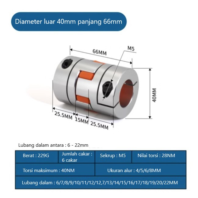 Jual Elastic Coupling Shaft Coupler CNC Stepper Motor(8313) | Shopee ...