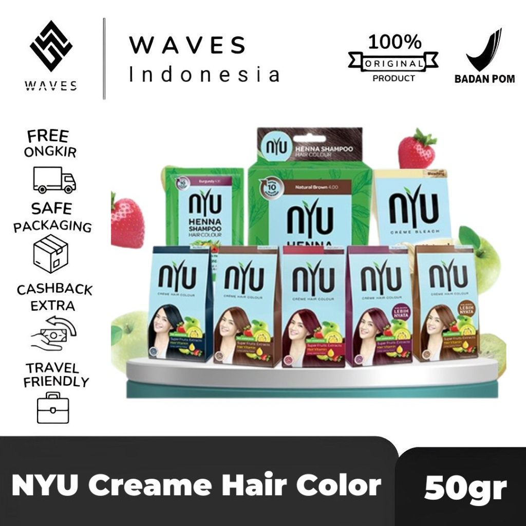 Jual Waves - BPOM NYU CREME HAIR COLOUR NATURAL BLACK / NYU CREME HAIR ...