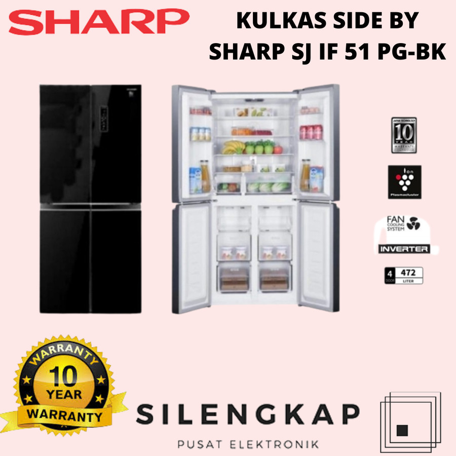 Jual SHARP SJIF51PGBK Kulkas 4 Pintu Multi Door SJ-IF51-PGBK Inverter ...