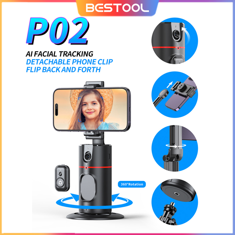 Jual BESTOOL P02 Auto Face Tracking Gimbal Handphone Stabilizer Tripod Phone Selfie Stick 360 ...