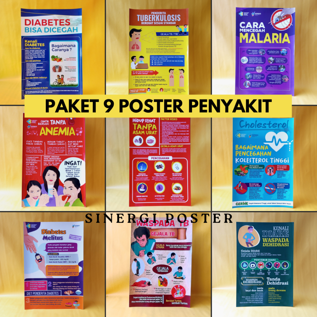 Jual Paket Poster | Paket 9 Poster Tema Penyakit | Poster Kesehatan ...