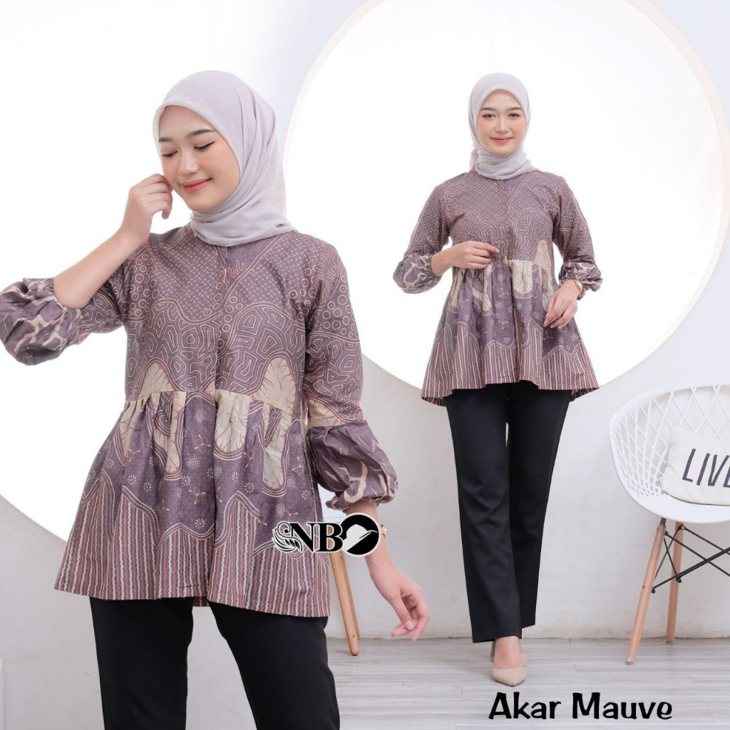 Jual Blouse Batik Lengan Balon Kekinian Motif Liris Terbaru Modern ...