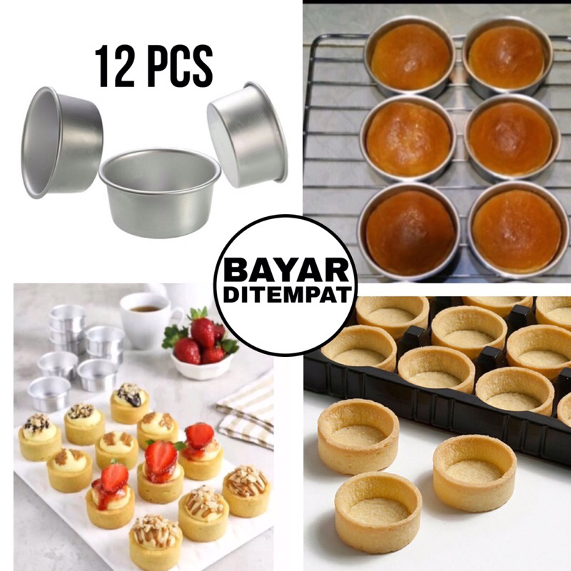 Jual 12 Pcs Set Pres Cetakan Kue Tarlet Mini + Penekan Tart Tarlets ...