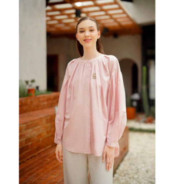 Jual preloved 1x pakai cora blouse benangjarum (rose L) | Shopee Indonesia