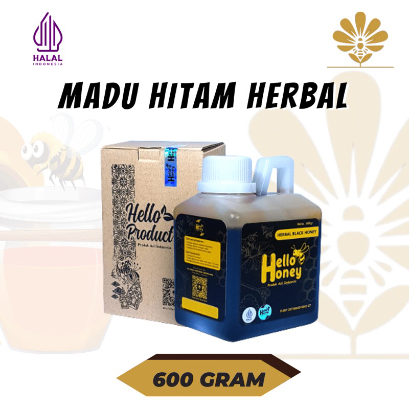 Jual Madu Hitam Herbal - hello honey Natural Pure Honey 600gr | Shopee ...