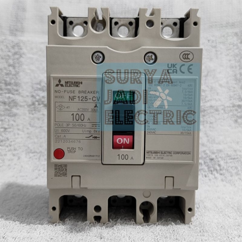 Jual MCCB Mitsubishi Breaker NFB NF125CV NF125-CV 100A 3P ORIGINAL ...