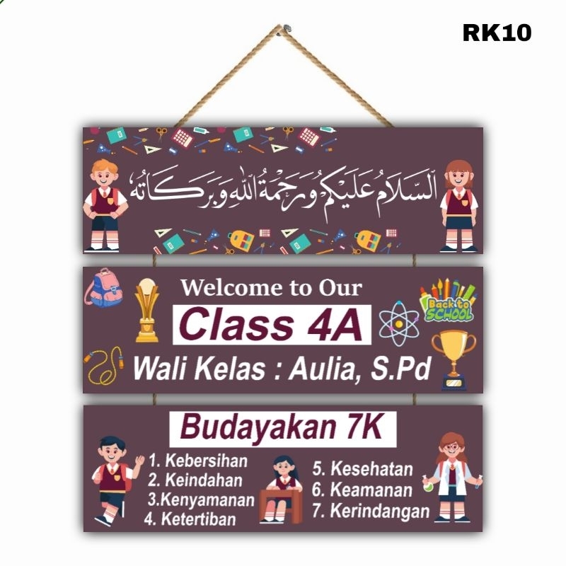 Jual COD ☑️ Hiasan gantungan dinding BIG SIZE 30x30 cm Ruang Kelas wall decor Assalamu'alaikum ...