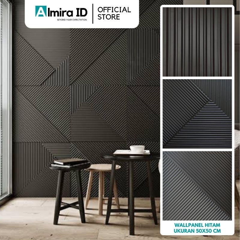 Jual 3D Wallpanel 50x50 cm Hitam Dinding PVC Solid Wallpaper Dinding ...