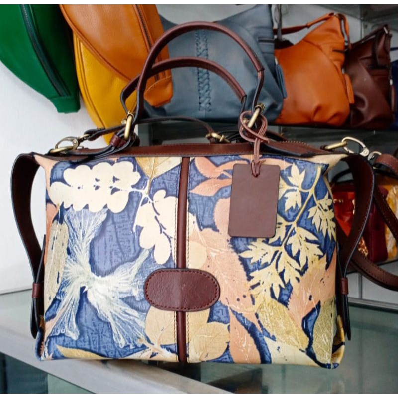 Jual Tas Ecoprint Wanita Tote Bag Kulit Asli Nat Blue | Shopee Indonesia