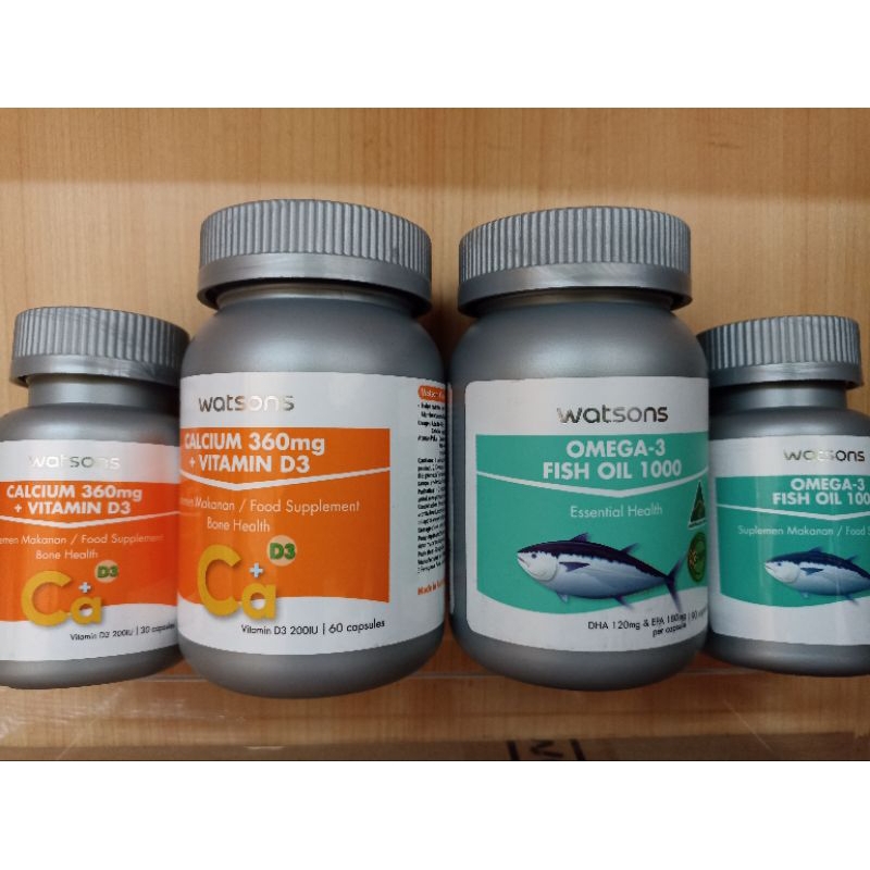 Jual WATSONS 360mg +VITAMIN D3 DAN OMEGA 3 FISH OIL 1000 | Shopee Indonesia