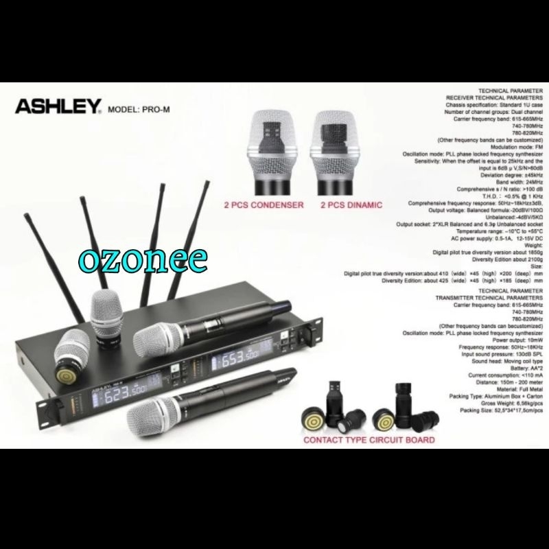 Jual Mic Wireless Ashley Pro M Condensor Dynamic Original | Shopee ...