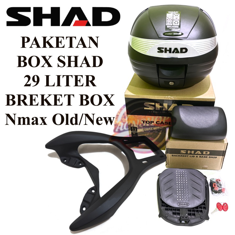 Jual PAKETAN BOX SHAD SH29 & BREKET BOX NMAX OLD NMAX NEW PLUS BACKREST ...
