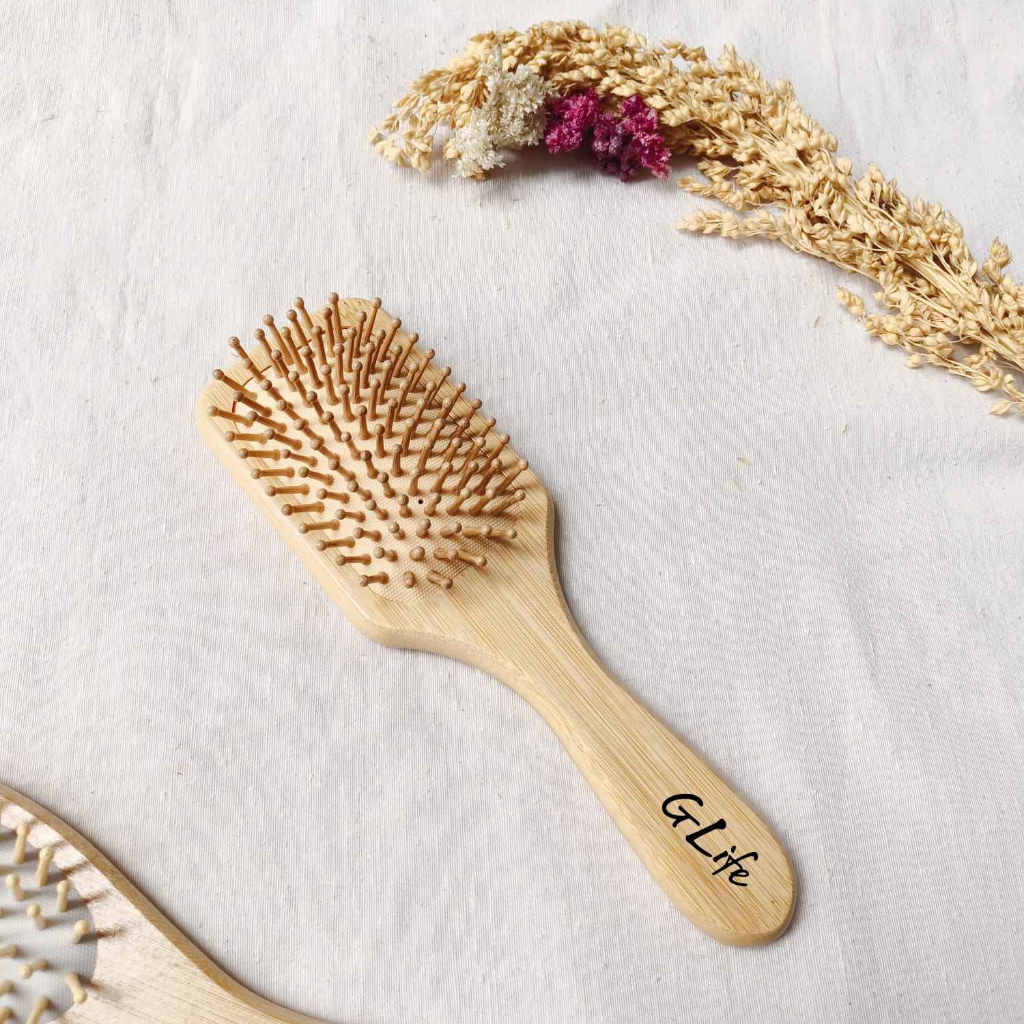 Jual Sisir Rambut Bambu Kayu Premium Hair Brush Massage Cushion Anti ...