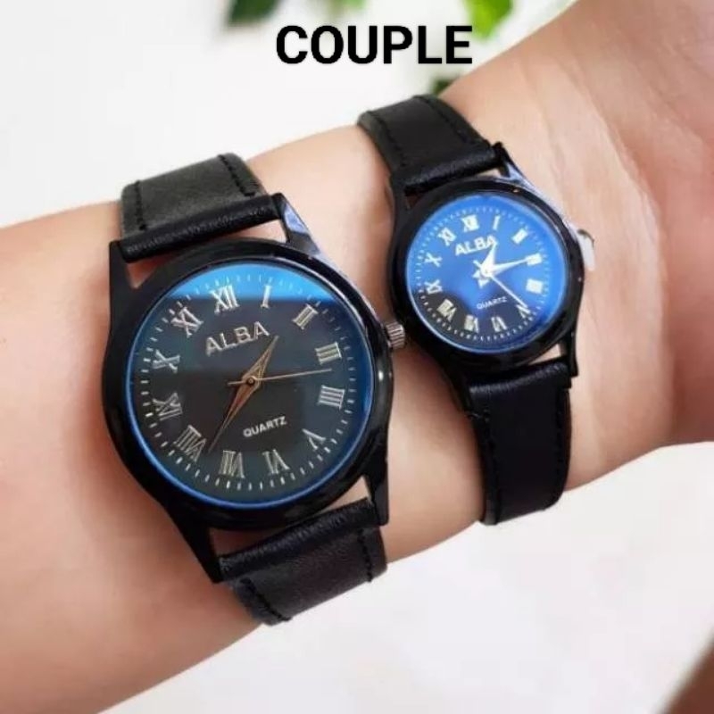 Jual JAM TANGAN COUPLE ALBA ANALOG ANGKA ROMAWI STRAP KULIT | Shopee ...