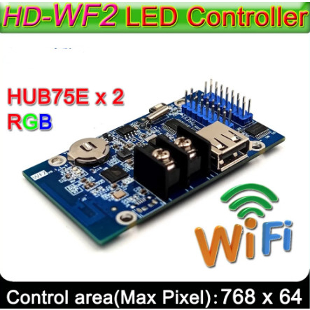 Jual Controller running text RGB LED HD-WF2 full colour WIFI USB HUB75 ...