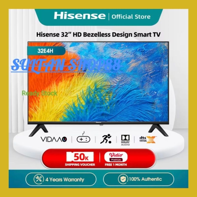 Jual HISENSE LED TV 32E4H 32 INCH SMART TV BEZELLESS DESIGN DUAL BAND ...