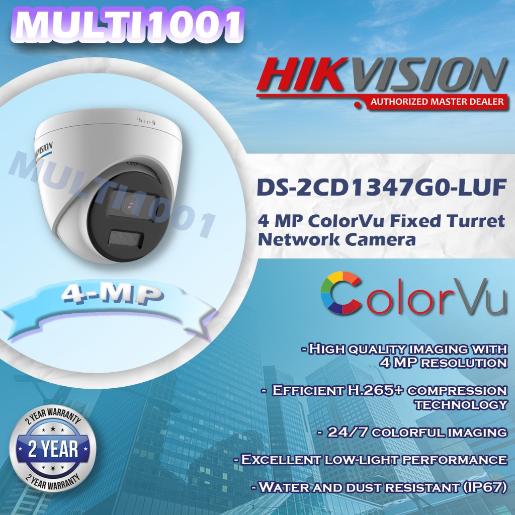 Jual HIKVISION DS-2CD1347G0-LUF 4 MP ColorVu Fixed Turret Network ...