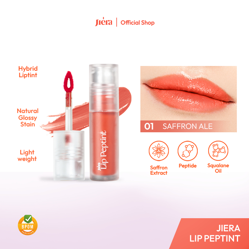 Jual JIERA Lip Peptint 3,5ml | Shade 0.1 Saffron Ale - Lip Tint Peptide ...