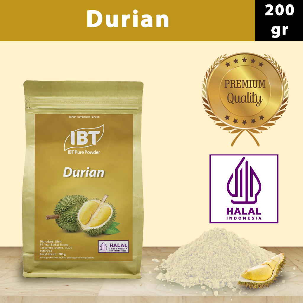 Jual Pure Durian Powder Essence Murni Bubuk Import Makanan Kue 200 gr ...
